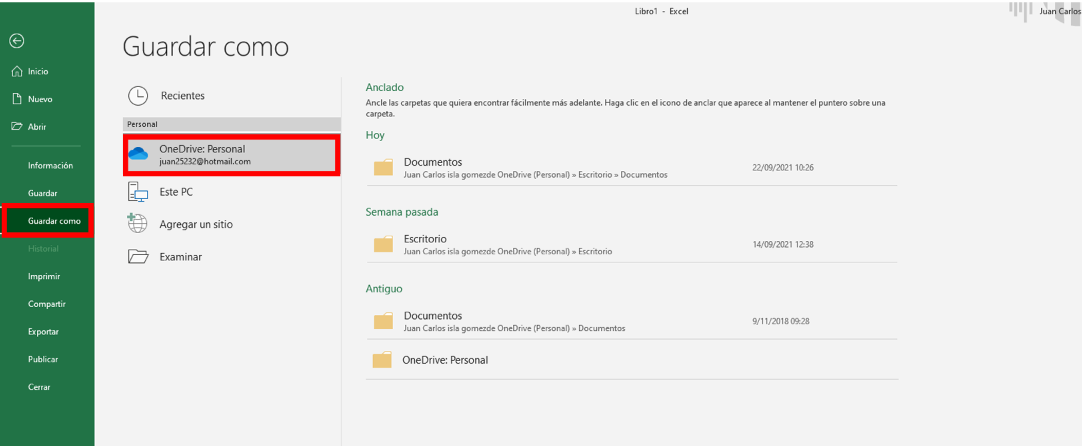 Trabaja en Excel con la nube OneDrive