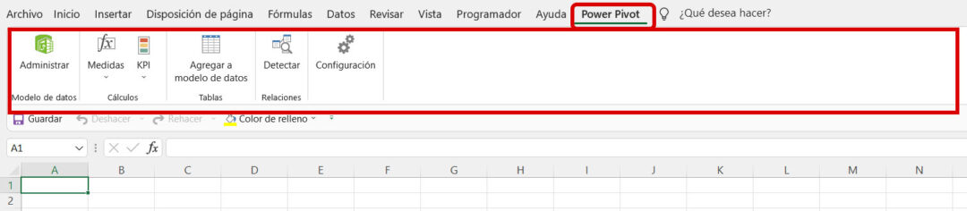 Interfaz y menú de Power Pivot en Excel