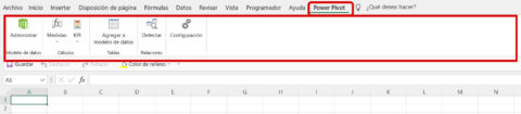 Interfaz y menú de Power Pivot en Excel