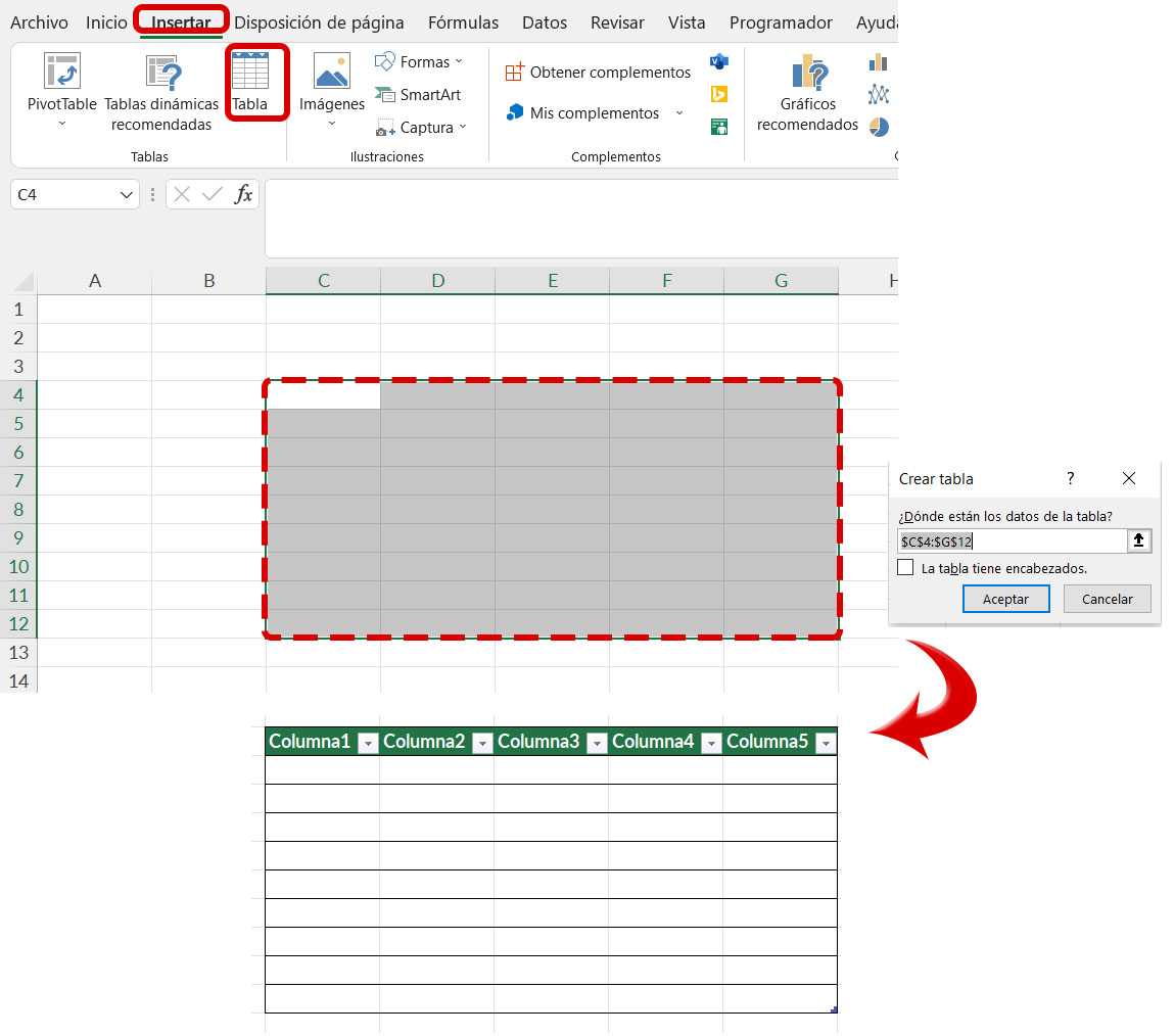 Celdas Rangos Y Tablas De Excel 0339