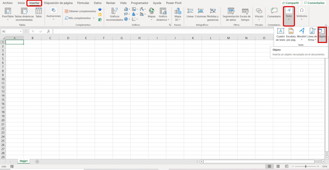 Como insertar archivo PDF en Excel