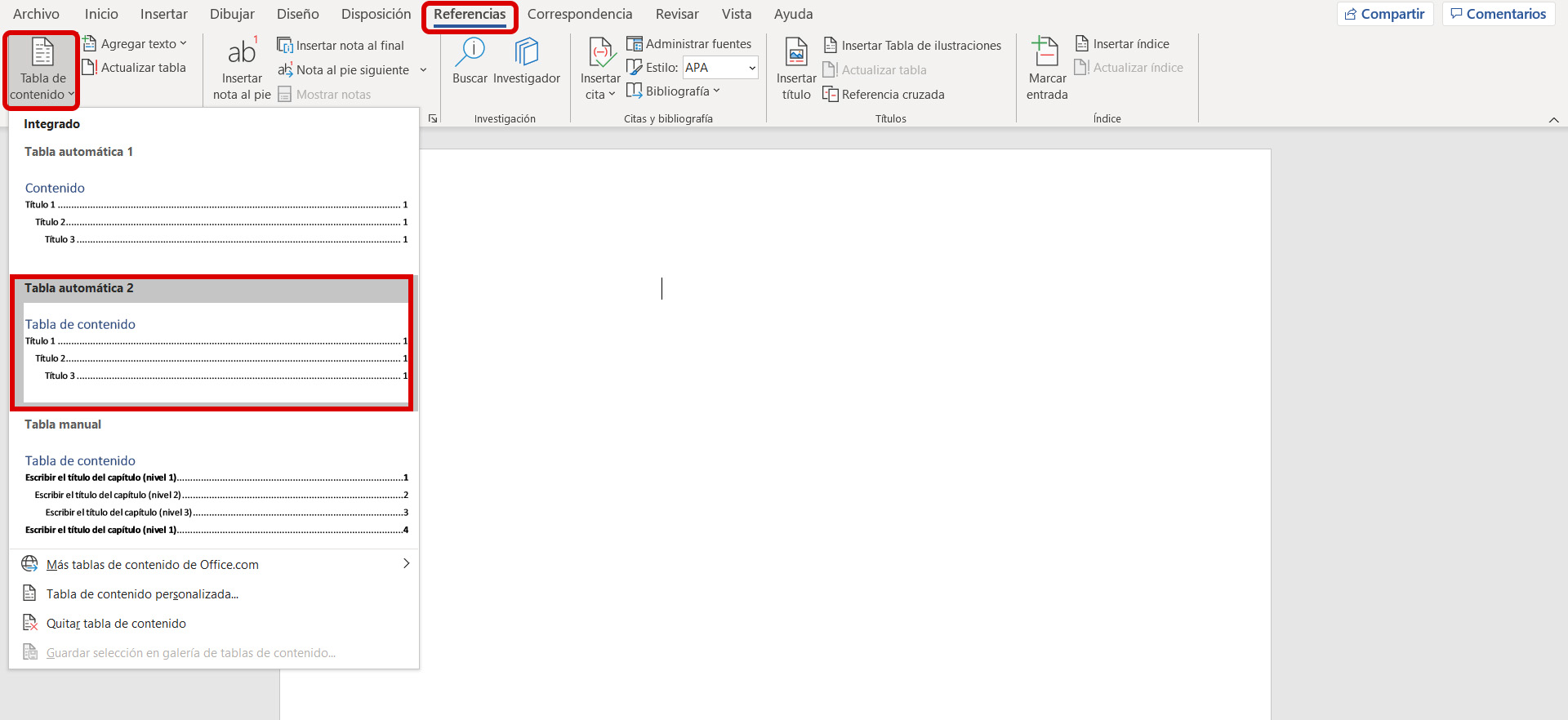 Como crear un índice automático en Word con numeración de títulos