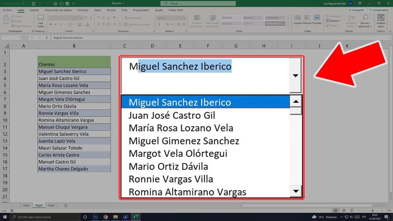 Lista desplegable con autocompletado en Excel