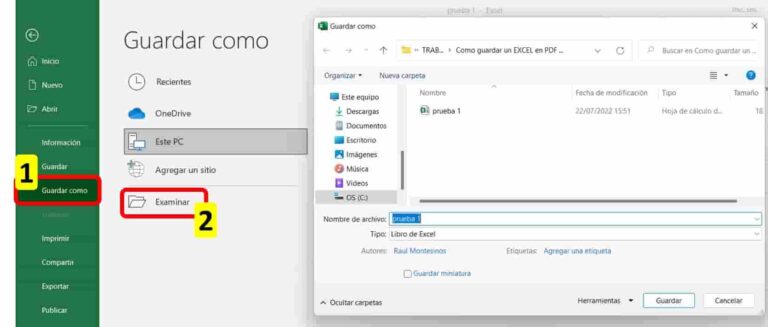Como guardar EXCEL en PDF