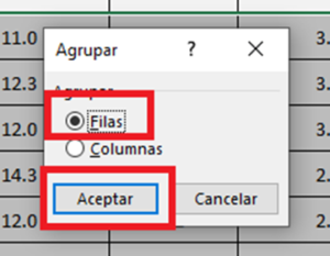 Agrupar filas en Excel