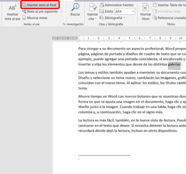 COMO INSERTAR UNA NOTA AL PIE DE PÁGINA