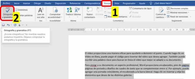 Como corregir la ortografía y gramática en Word