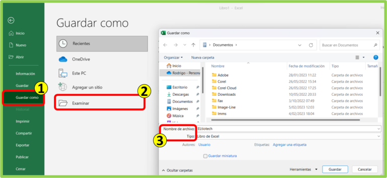 Guardar archivos Excel con el teclado